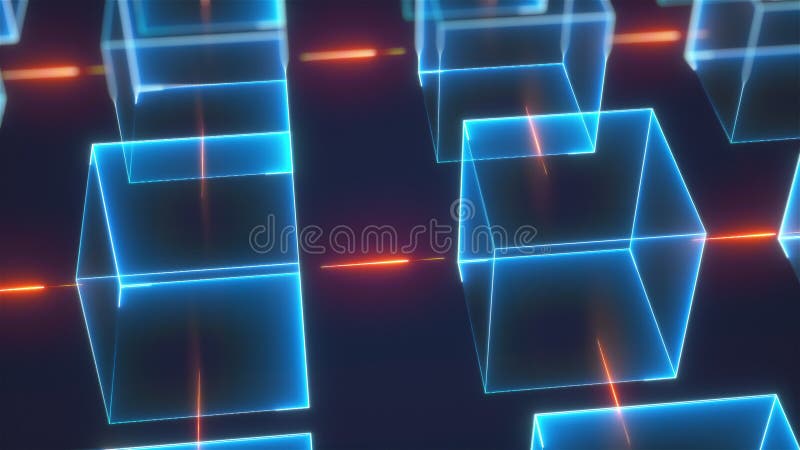 Connection Structure of Neon Cubes Stock Footage - Video of fluorescent ...