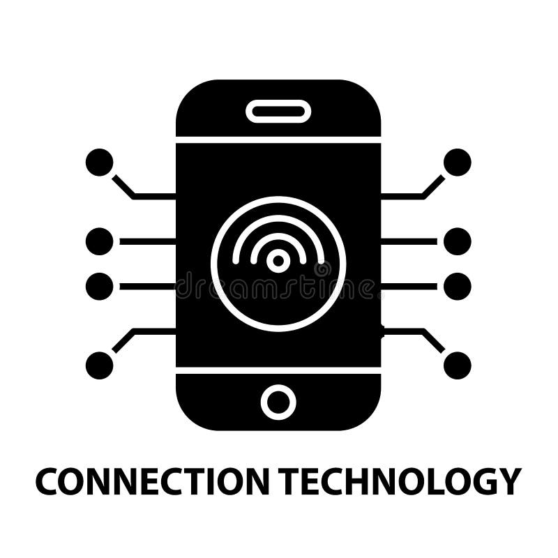 Connection Technology Icon, Black Vector Sign with Editable Strokes ...