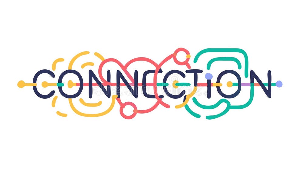 CONNECTION Text with Lines Network and Links, Vector Design Generative ...