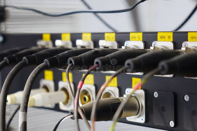 The Connection To the Mixing Console. Stock Photo - Image of console ...