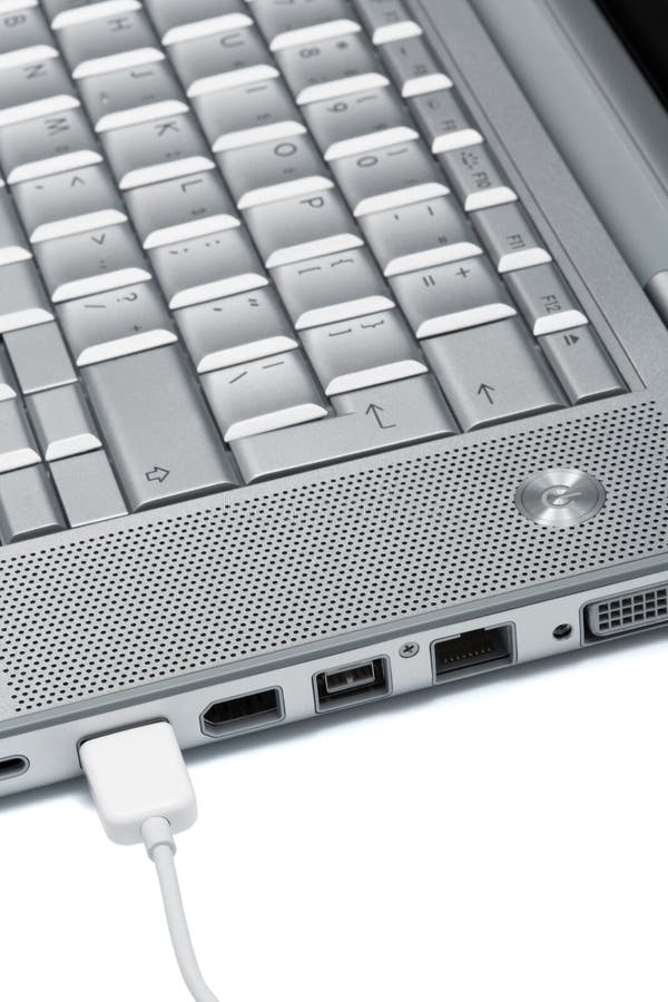 Connection To Modern Laptop Stock Image - Image of keyboard, open ...