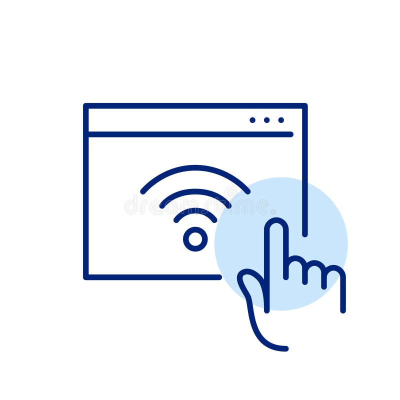 Connection To Wifi on Your Browser. Finger Tapping on a Symbol. Pixel ...