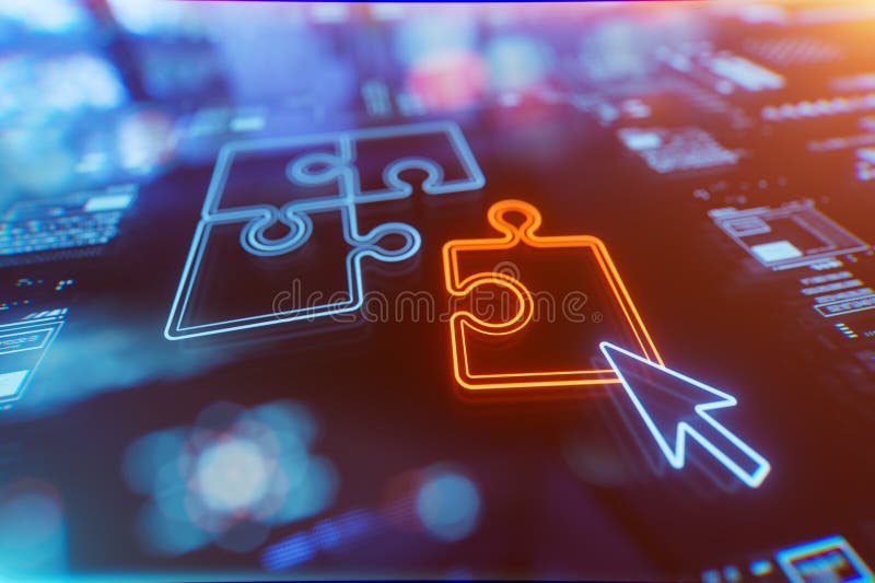 Connection Together Puzzle Pieces. Stock Illustration - Illustration of ...