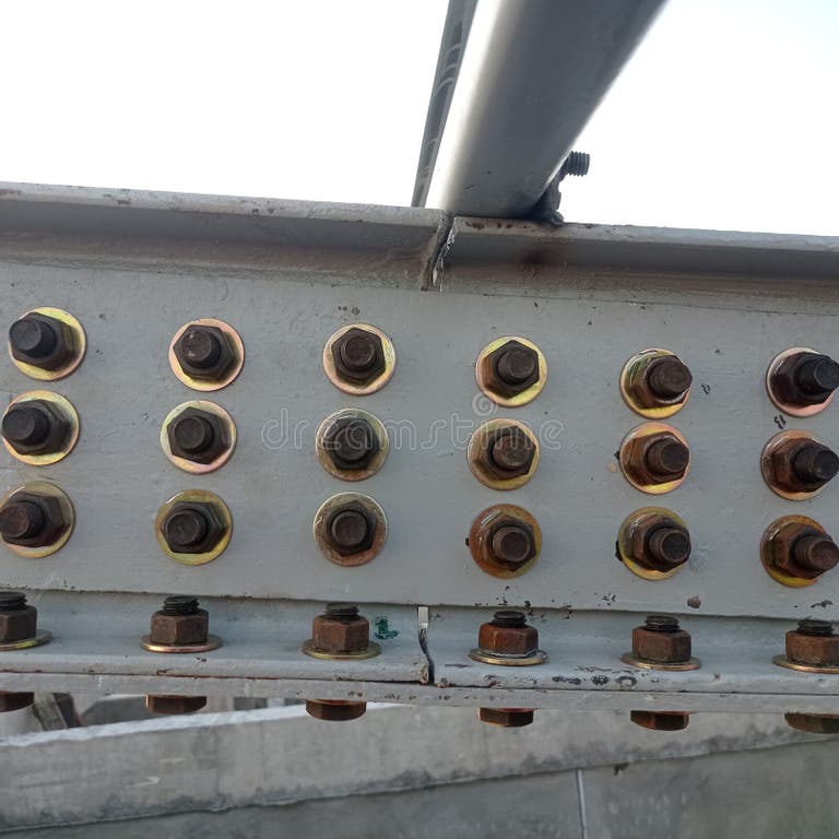 Connection Using Bolts on the I-BEAM Stock Image - Image of iron, room ...
