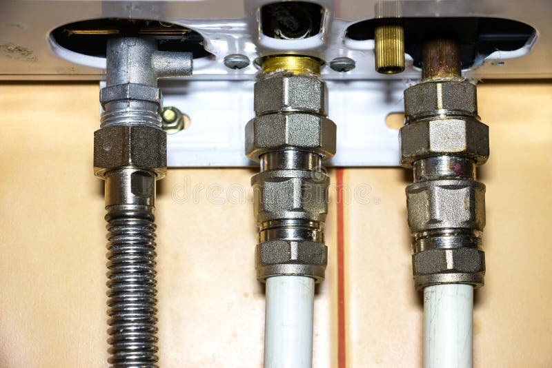 Connection of water pipes stock image. Image of control - 87487455