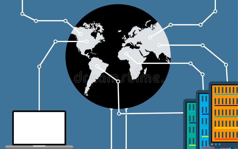 The Connection between the World of Computers and Servers Stock Vector ...