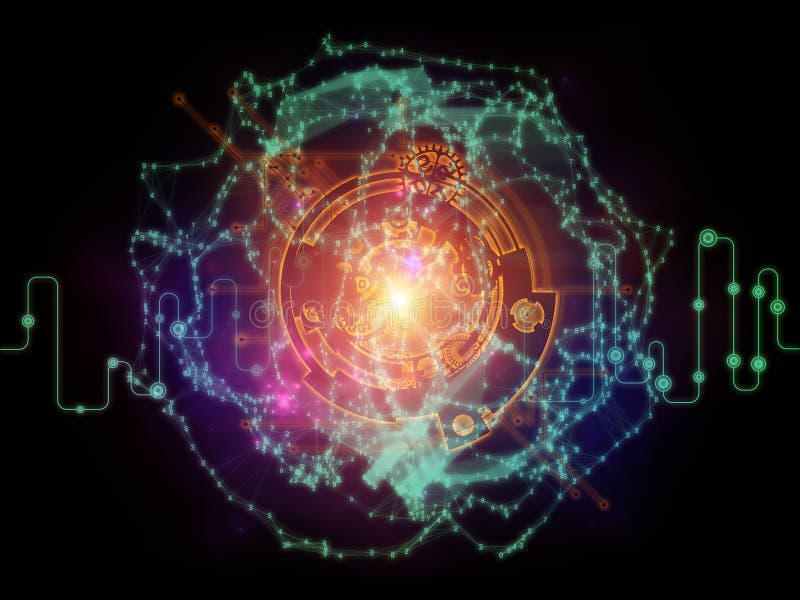 Connections of Digital Processing Stock Illustration - Illustration of ...