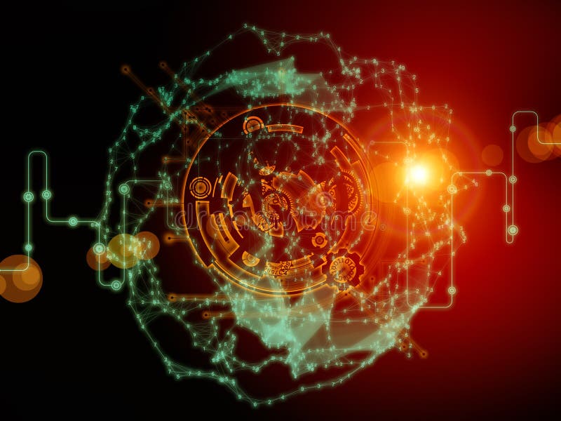 Connections of Digital Processing Stock Illustration - Illustration of ...