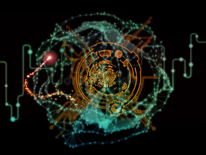 Connections of Digital Processing Stock Illustration - Illustration of ...
