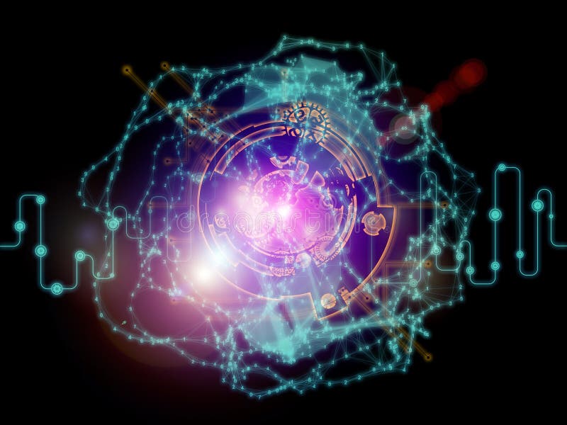 Connections of Digital Processing Stock Illustration - Illustration of ...