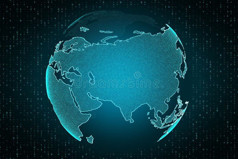 Binary code and globe stock illustration. Illustration of digital - 6002489