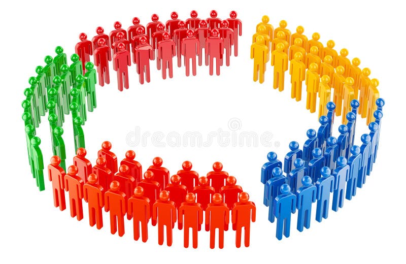 Connections of People from Different Colored Group. Silhouettes ...