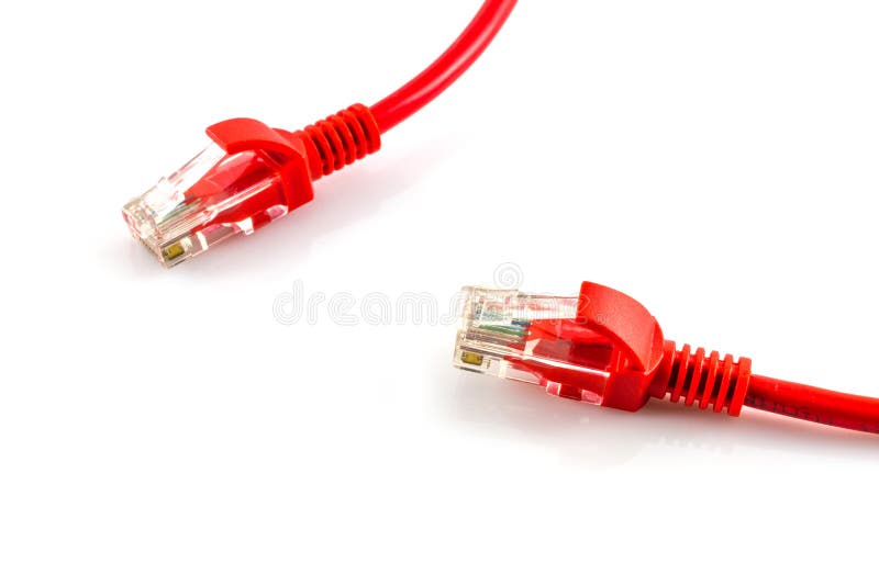Connections of Red Network Cable Red Lan Cable Stock Photo - Image of ...