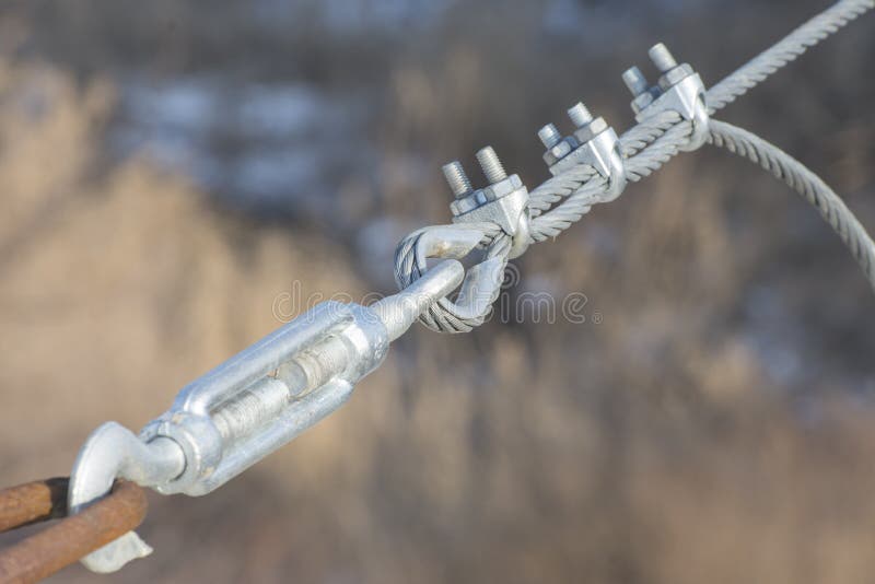 The Fastening of Steel Wire Rope with Safety Locking U-Bolts Stock ...