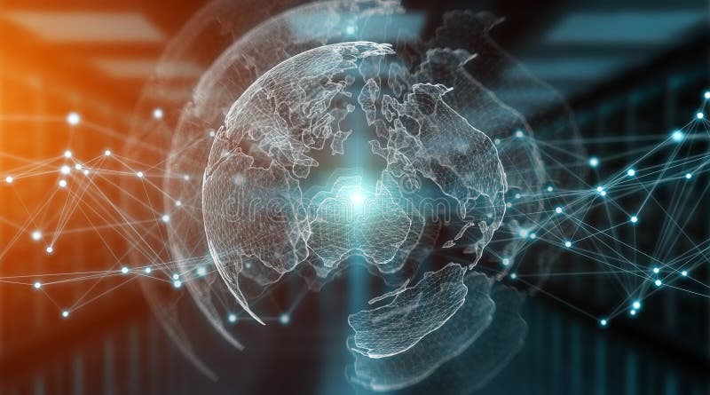 Connections System Global World View 3D Rendering Stock Illustration ...