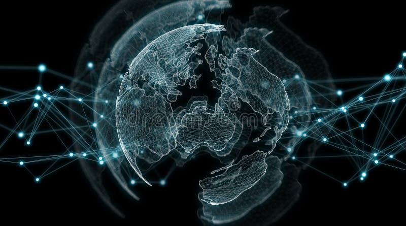 Connections System Global World View 3D Rendering Stock Illustration ...