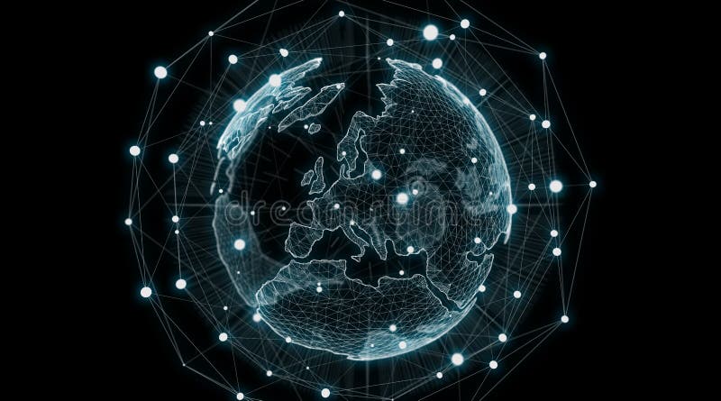 Connections System Global World View 3D Rendering Stock Illustration ...