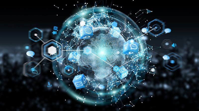 Connections System Global World View 3D Rendering Stock Illustration ...
