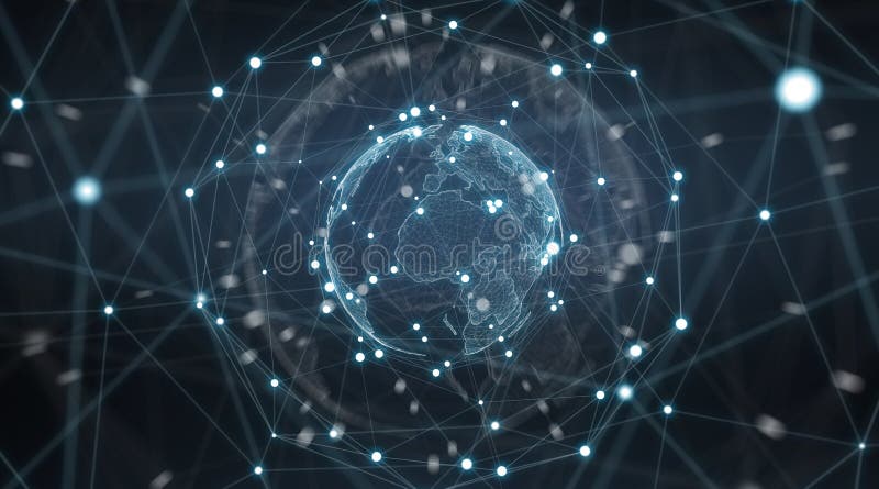Connections System Global World View 3D Rendering Stock Illustration ...