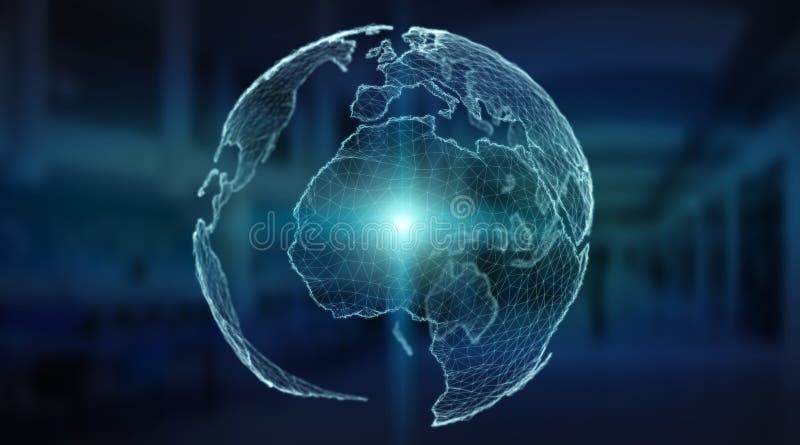 Connections System Global World View 3D Rendering Stock Illustration ...