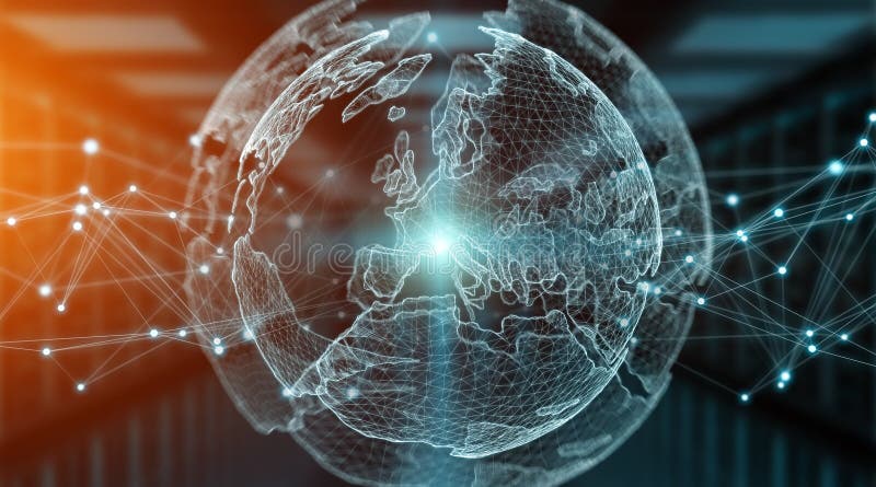 Connections System Global World View 3D Rendering Stock Illustration ...
