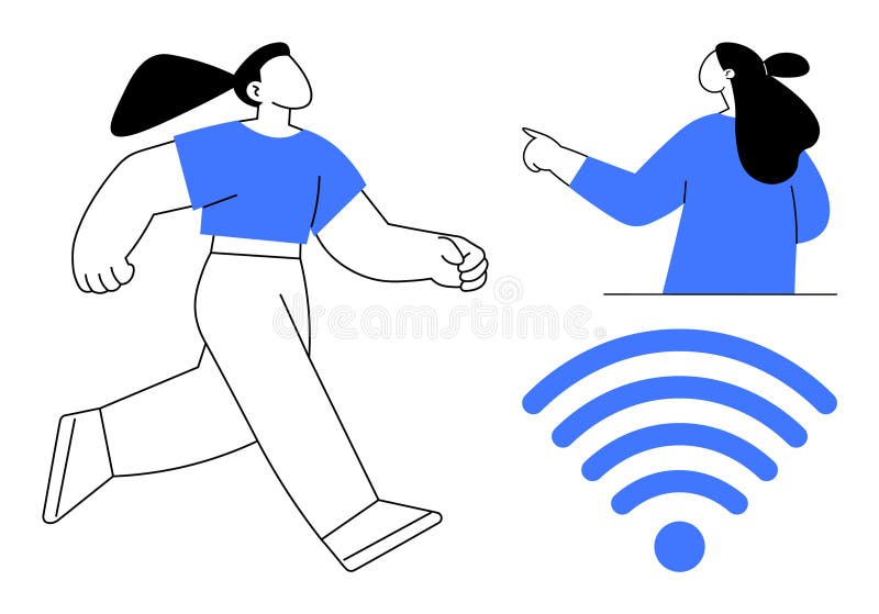 Connectivity and Communication Theme with Human Figures and Wireless ...