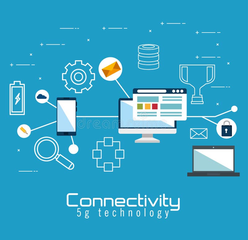 Connectivity 5g Technology Icons Stock Vector - Illustration of ...