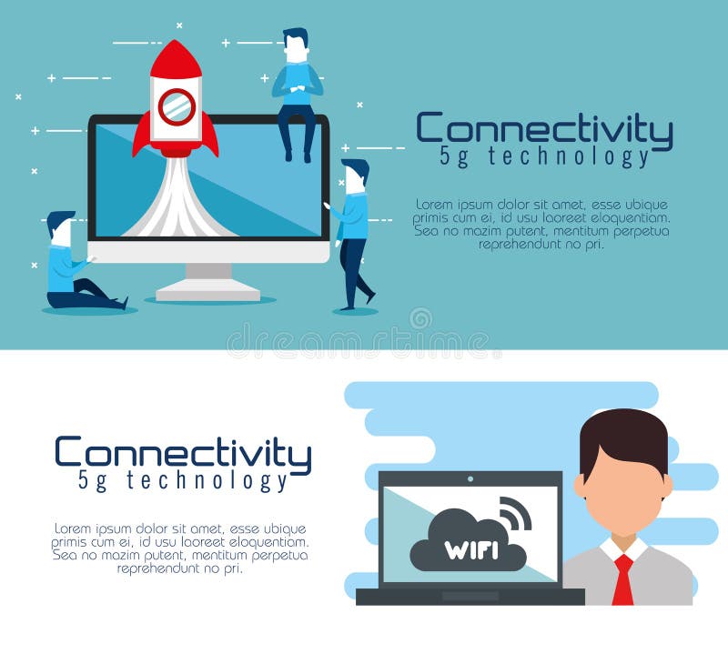 Connectivity 5g Technology Icons Stock Vector - Illustration of rocket ...