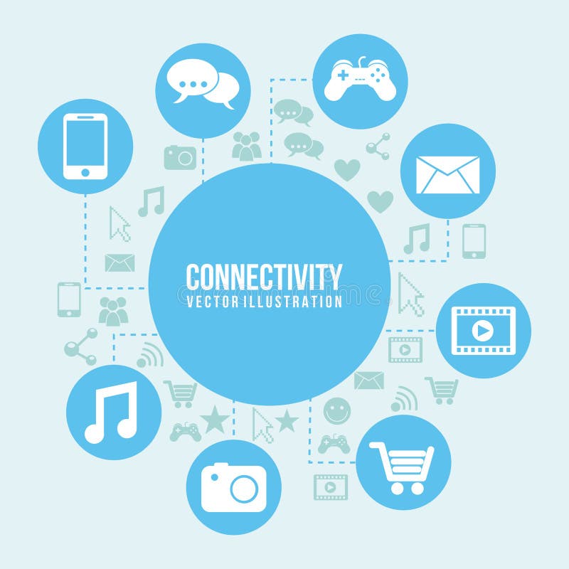 3D connectivity icon set stock vector. Illustration of line - 23383657