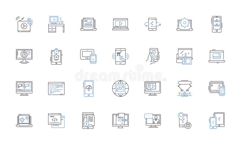 Connectivity Line Icons Collection. Nerking, Communication, Linkage ...