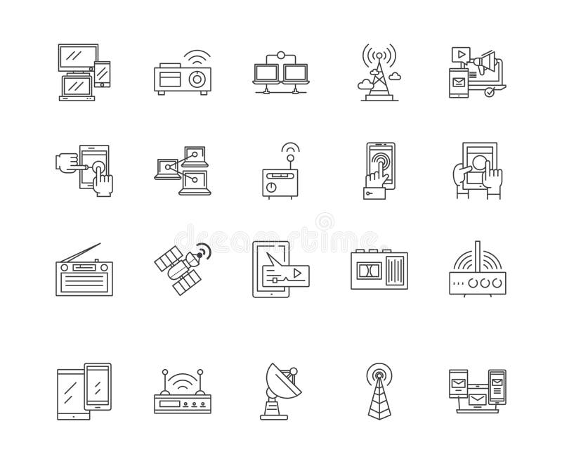 Connectivity Line Icons, Signs, Vector Set, Outline Illustration ...