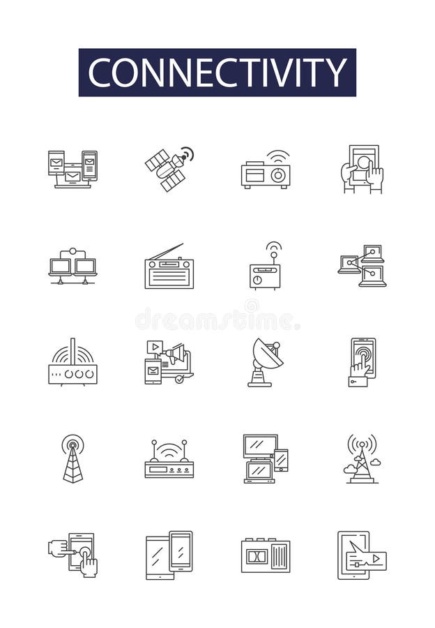 Connectivity Line Vector Icons and Signs. Network, Access, Union, Bond ...