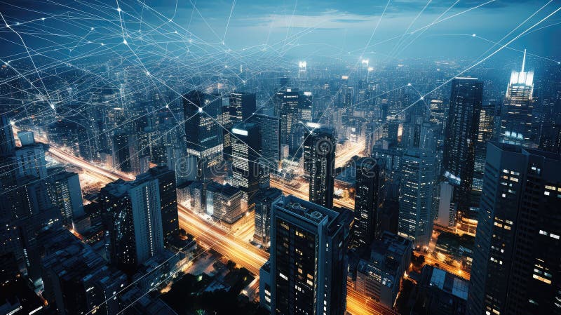 Connectivity Network Buildings Stock Photo - Image of buildings ...