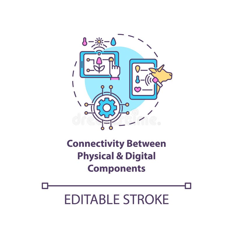 Connectivity between Physical and Digital Components Concept Icon Stock ...