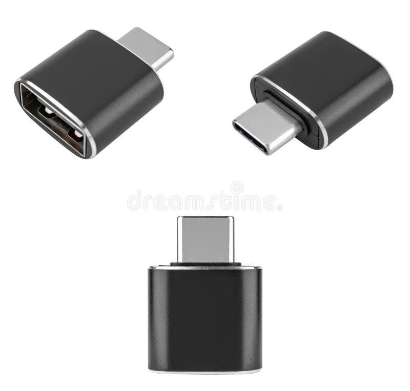 Connector Adapter from USB To Type-C, on White Background in Insulation ...