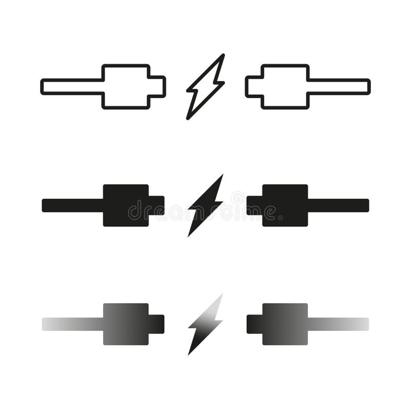Connector Icons. Power Cable Symbol. Electrical Connection Elements ...