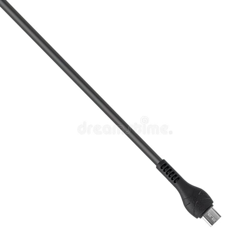 Connector with Micro USB Cable, Black, Isolated on White Background ...