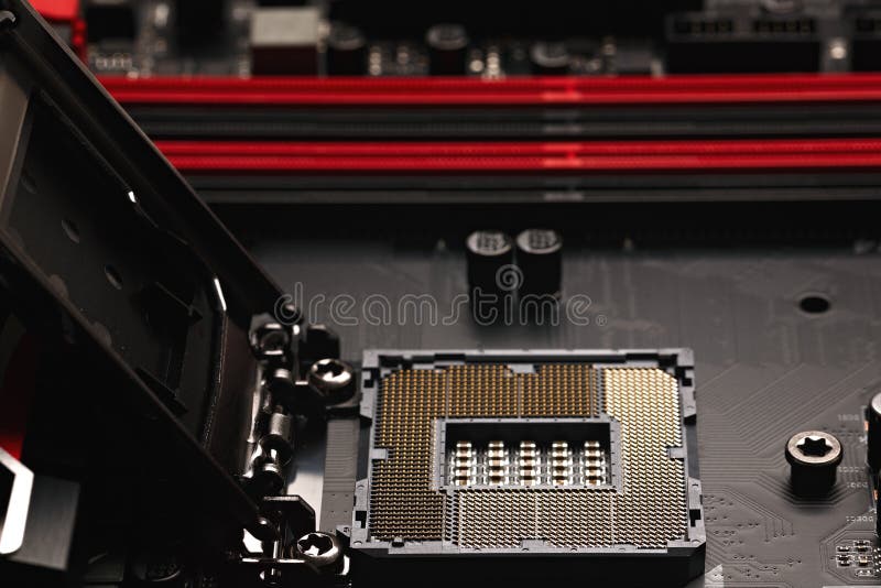 The Connector on Motherboard To Install the CPU. Stock Photo - Image of ...