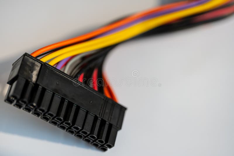 Connector and Power Cable on the Motherboard Stock Photo - Image of ...