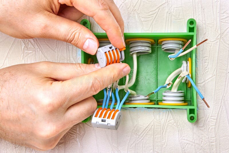 Connector for Splicing Electrical Wires Inside Box Stock Image - Image ...
