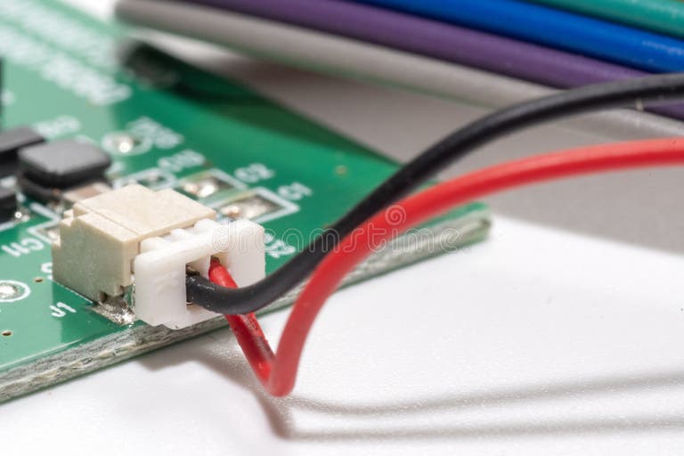 Connector with Wire Connects To PCB Board Stock Image - Image of ...