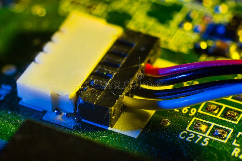 Connector with Wired Wires To the Electronic Board Stock Image - Image ...