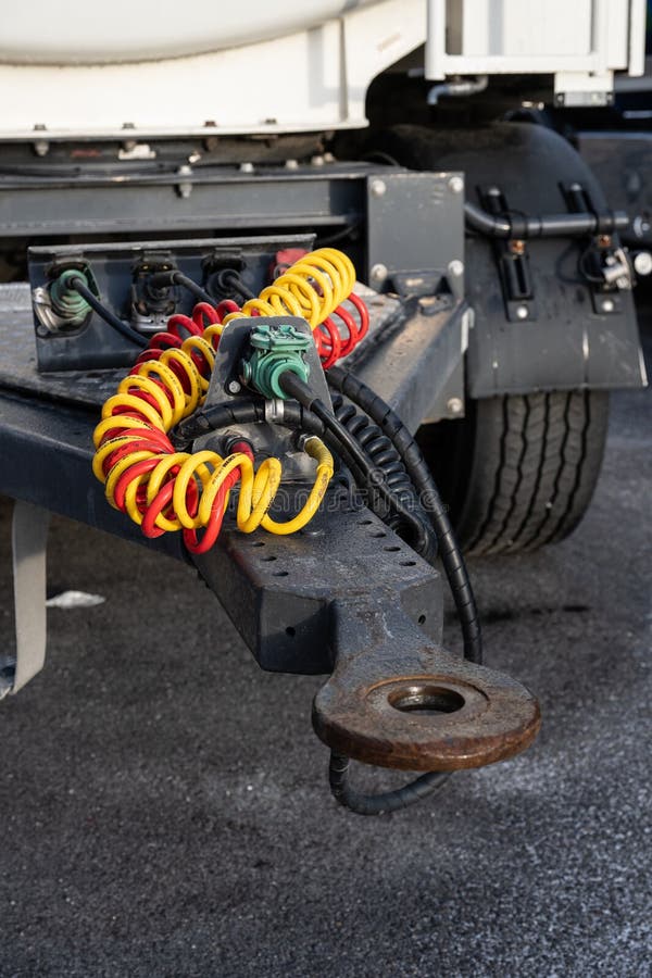 Connectors and Brake Lines of a Freight Trailer.. Stock Image - Image ...