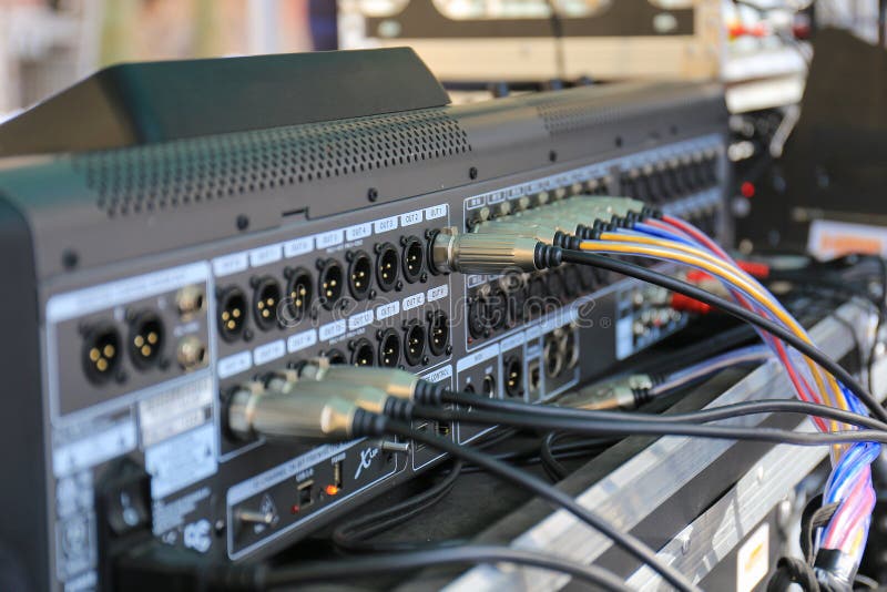 Audio Connectors Connected To Sound Mixer Stock Image - Image of audio ...