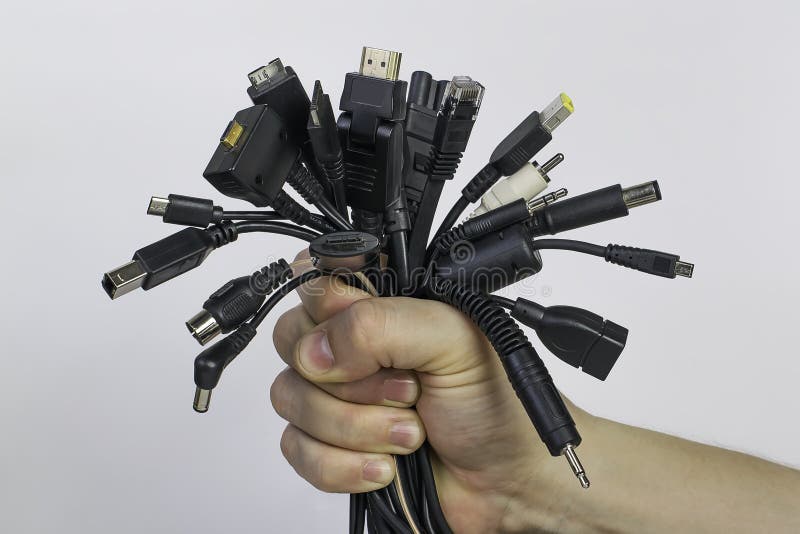 Connectors in the hand stock photo. Image of wires, technology - 93105974