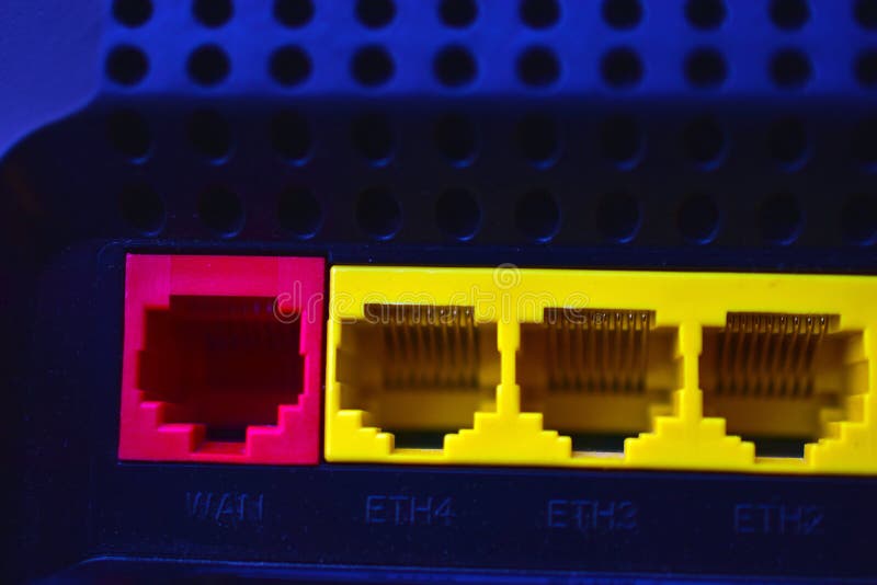 Connectors for Internet Cable Wan and Lan Router Stock Image - Image of ...
