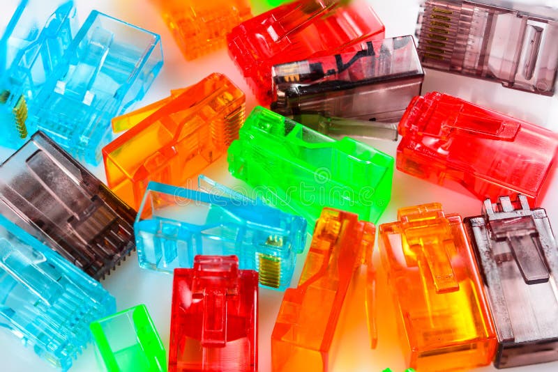 Connectors Rj-45. Some Multi-colored Transparent Connectors Rj45 for ...