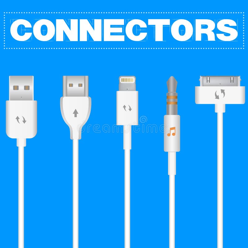 Connectors and Sockets for PC and Mobile Devices Stock Illustration ...