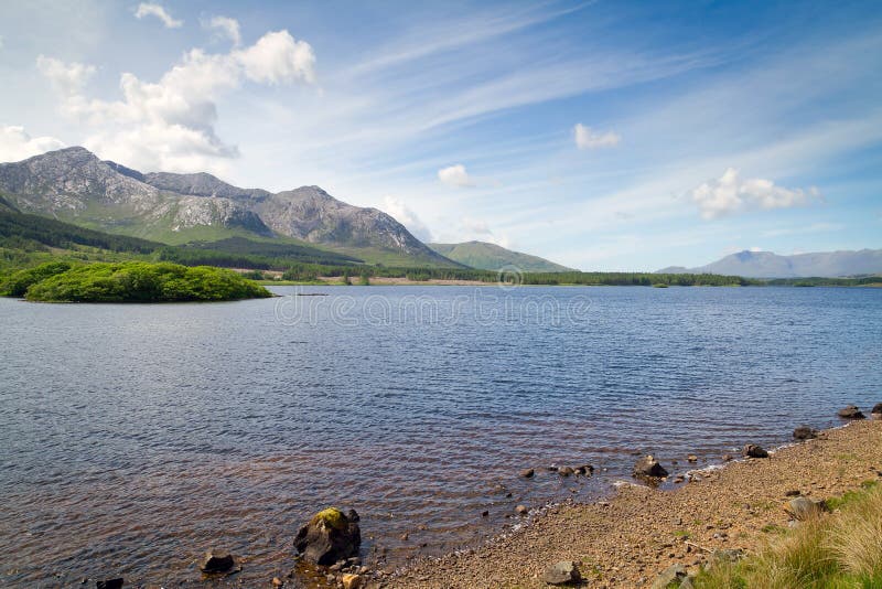 Connemara Mountains and Lake Scenery Stock Image - Image of grass ...