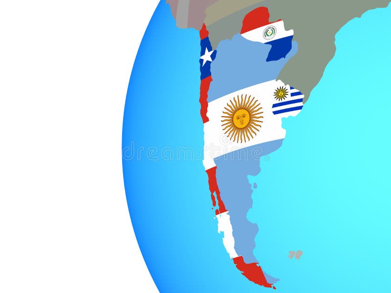 Cono Sur Con Las Banderas En Mapa Stock de ilustración - Ilustración de ...